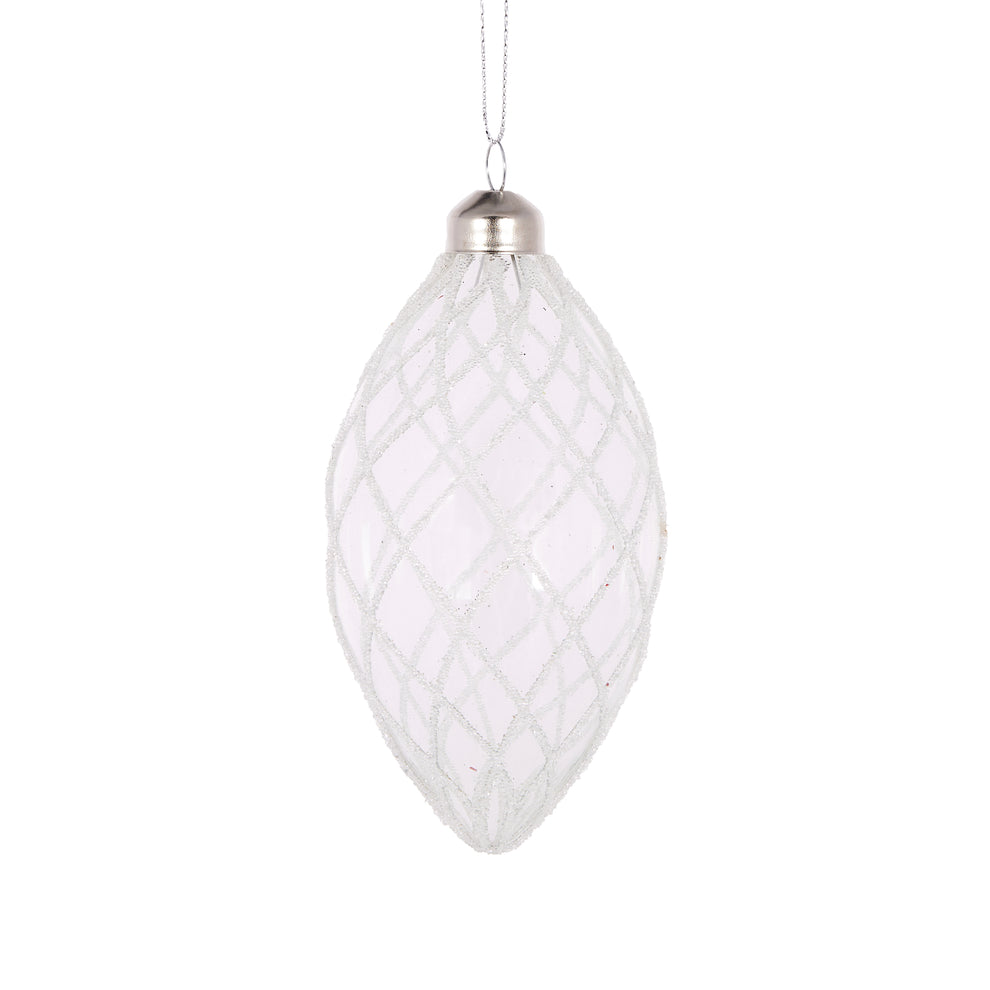 White Quilted Drop Bauble – Holly & Ivy