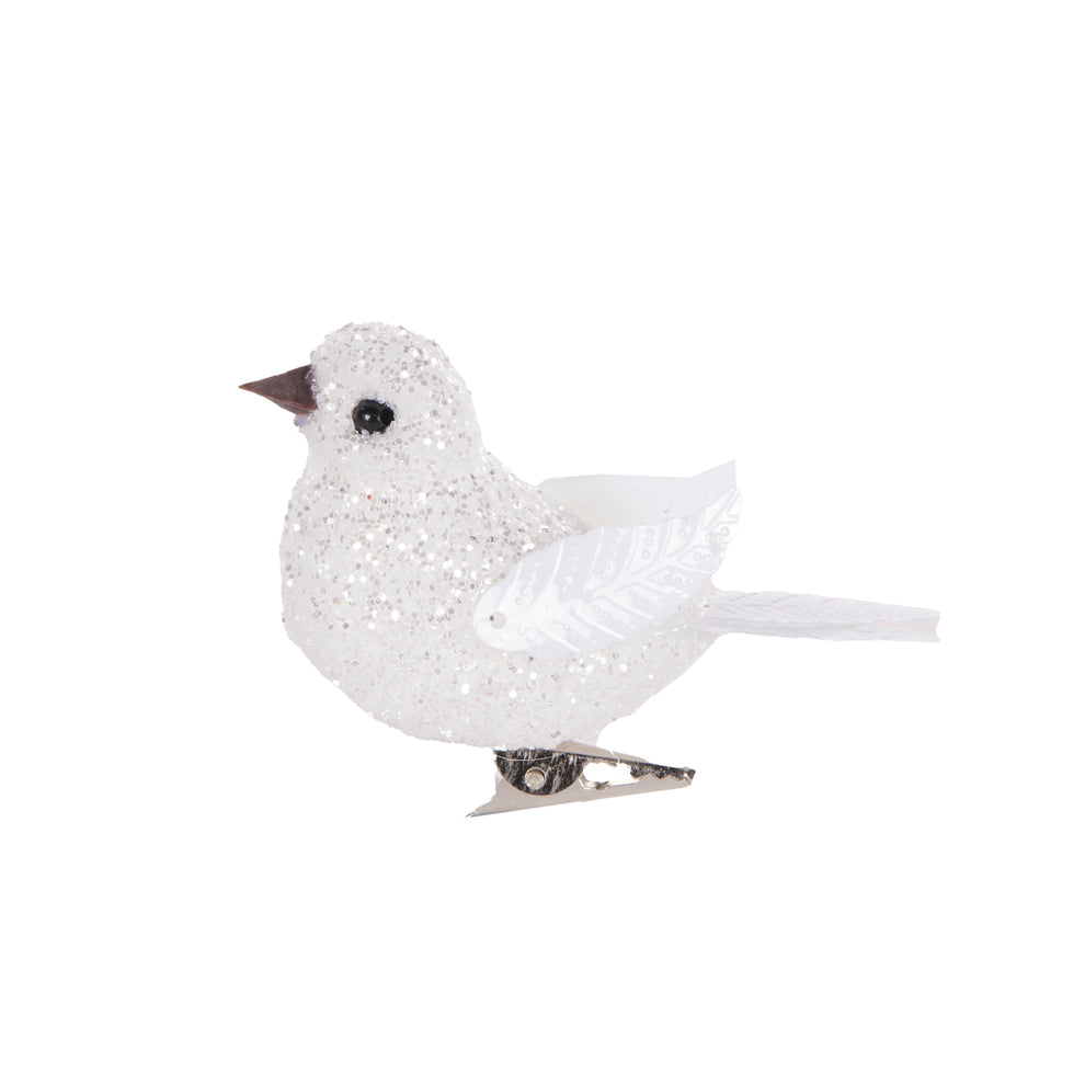 Set/8 Mini White Sparkle Clip Birds – Holly & Ivy