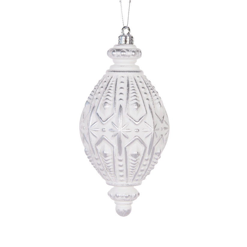 White And Silver Intricate Drop Bauble – Holly & Ivy