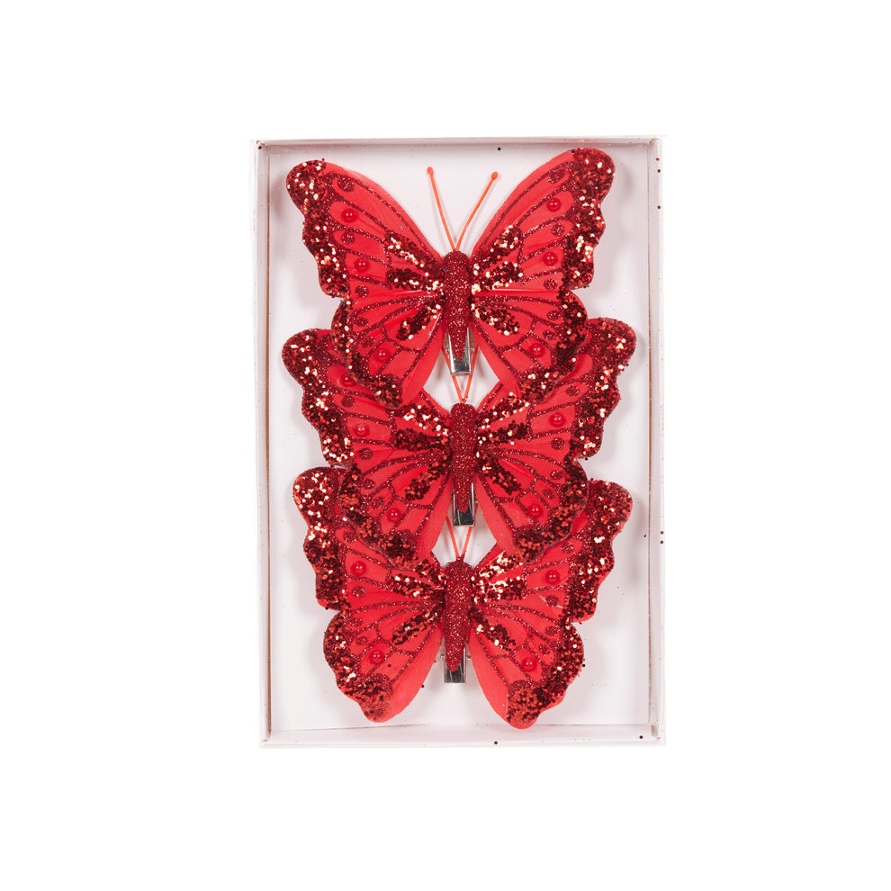 Set/3 Red Butterfly Clips – Holly & Ivy