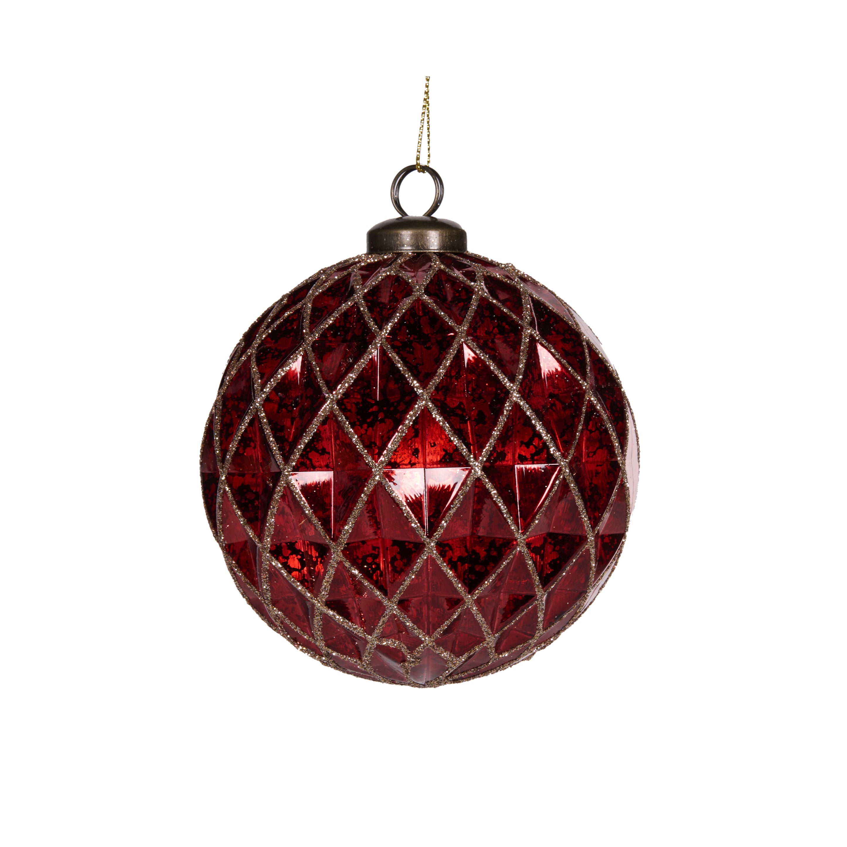 Red Embellished Quilted Bauble – Holly & Ivy