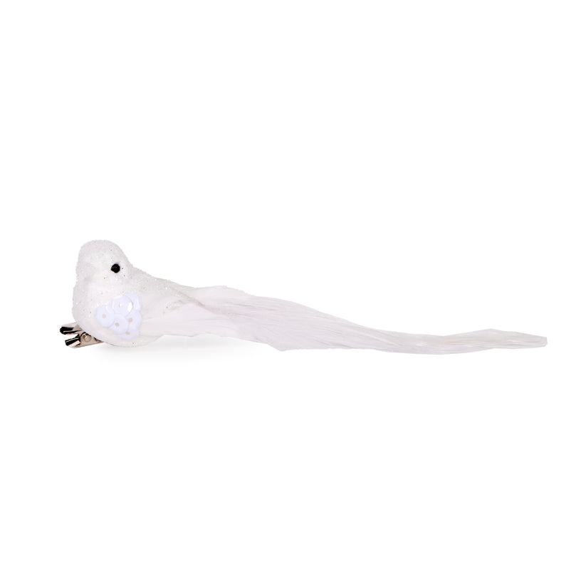 Mini White Glitter Sparrow Clip Bird – Holly & Ivy