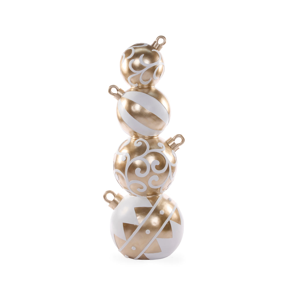 White And Gold Elaborate Bauble Stack – Holly & Ivy