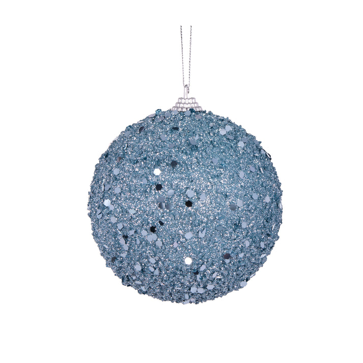 Light Blue Textured Glitter Bauble – Holly & Ivy