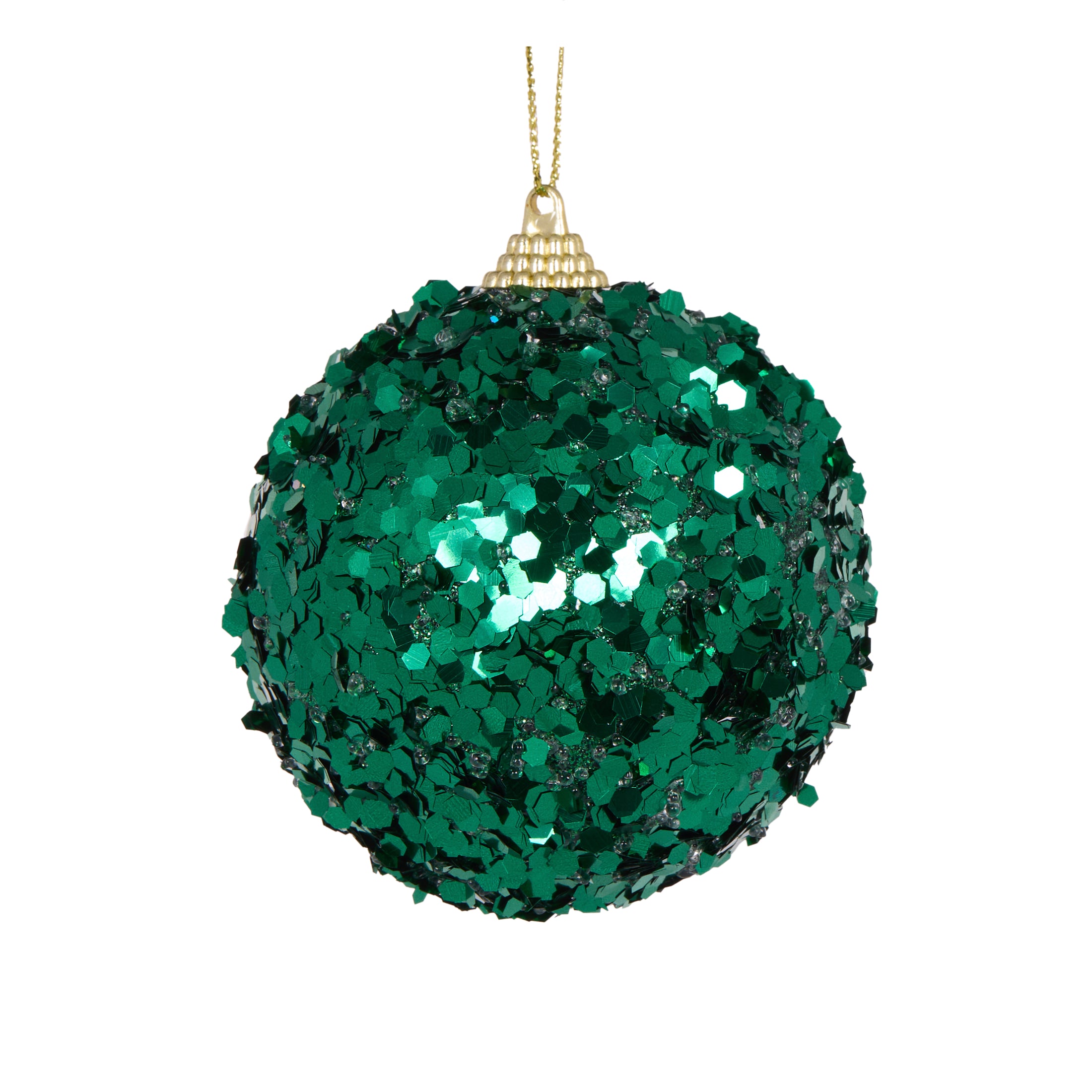 Green Glitter Flake Bauble – Holly & Ivy
