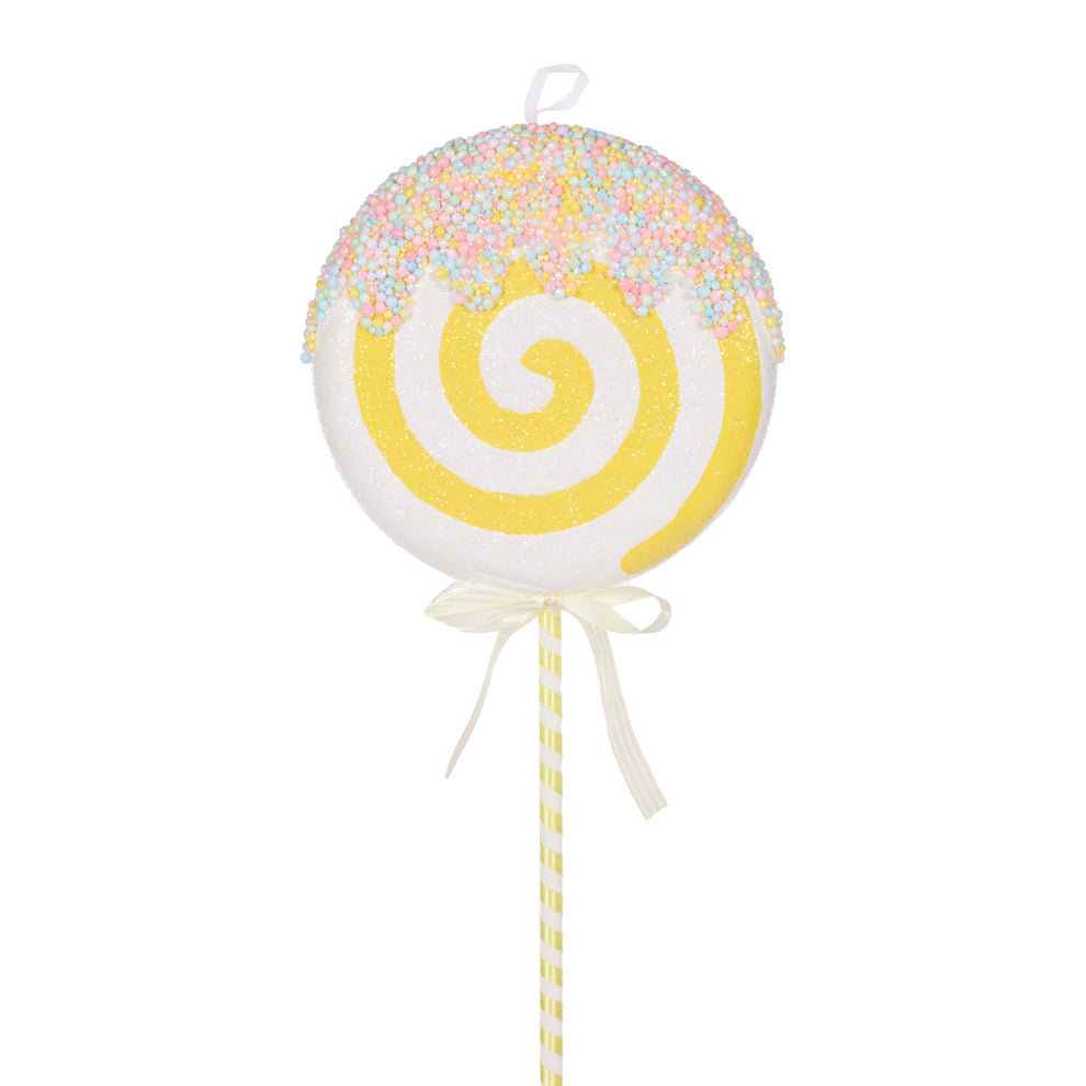Iced Sprinkle Yellow Swirl Lollipop – Holly & Ivy