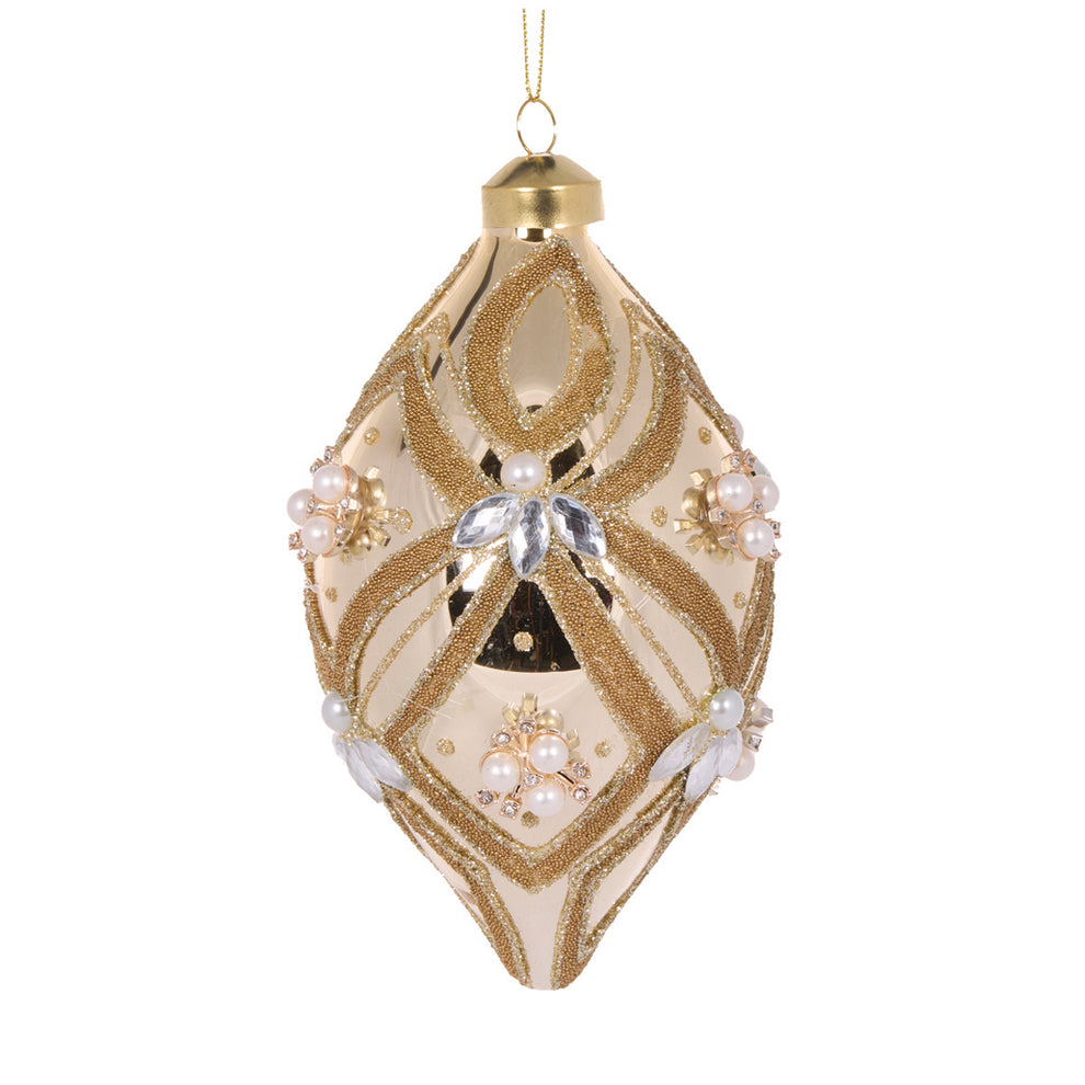 CHAMPAGNE BEADED DECO DROP BAUBLE – Holly & Ivy