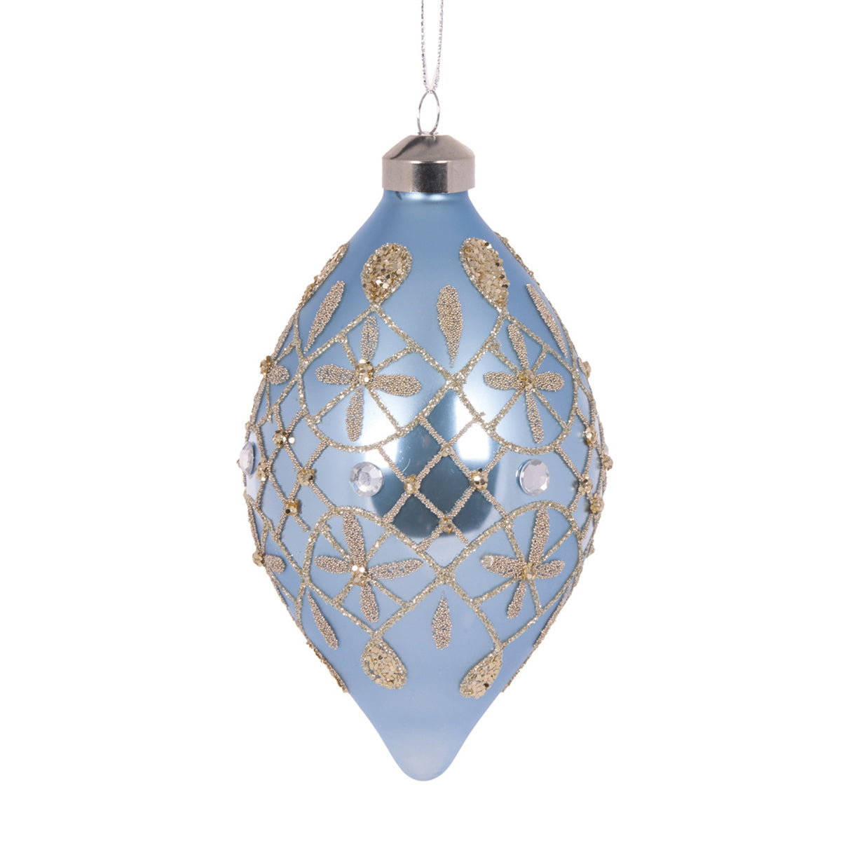 BLUE QUILTED FLEUR DROP BAUBLE – Holly & Ivy