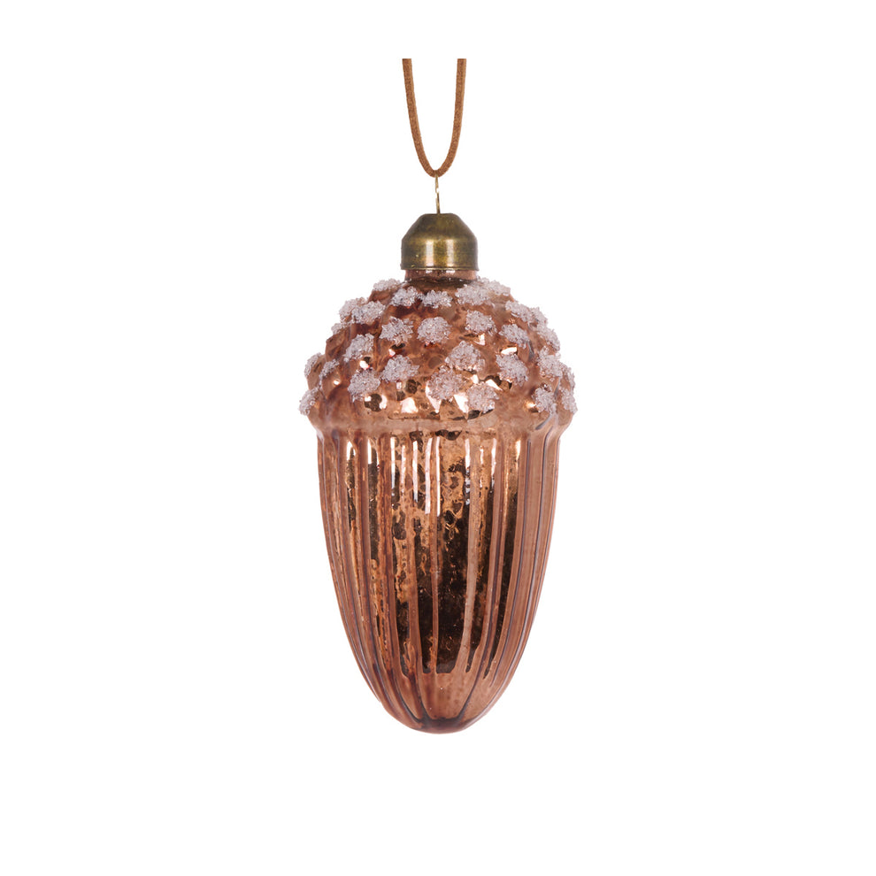 FROSTED COPPER ACORN BAUBLE – Holly & Ivy