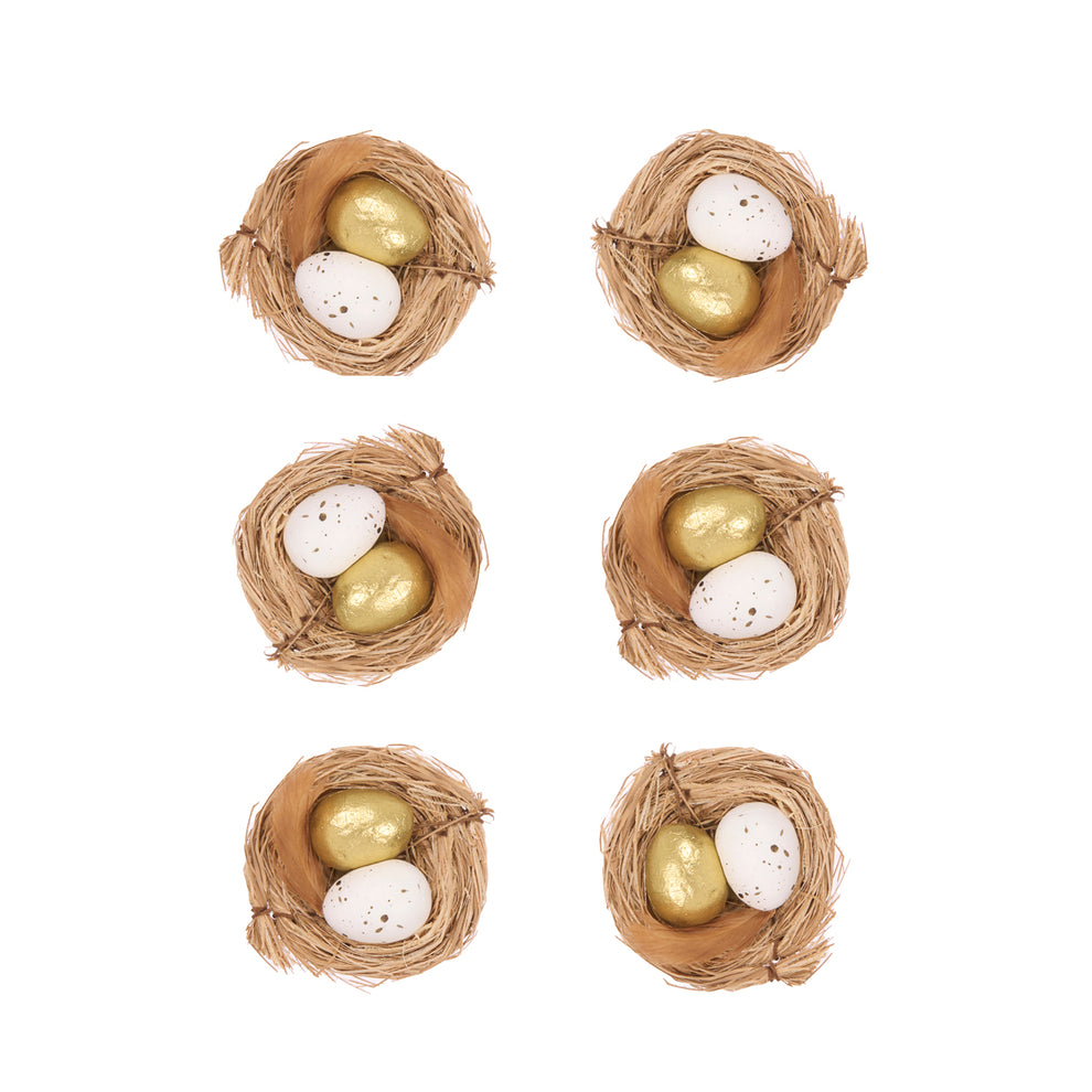 6PK WHITE & GOLD MINI EGG NESTS – Holly & Ivy